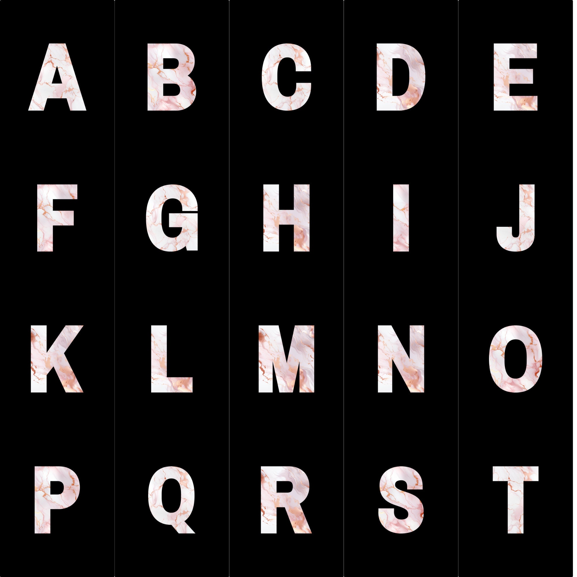 Pink Marbled Alphabet Clipart, Digital Capital Letters, Instant ...