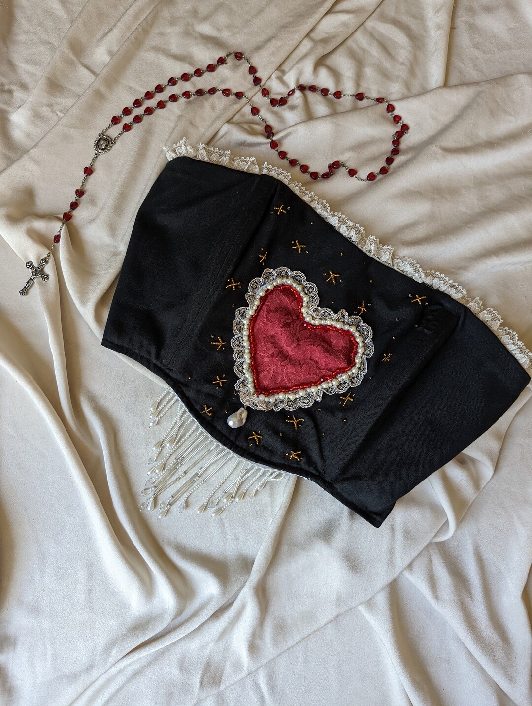 Sacred Heart Custom Pearl Embellished Corset - Etsy