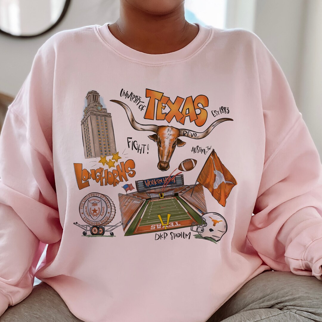Longhorns University of Texas Illustrated Sweatshirt - Etsy