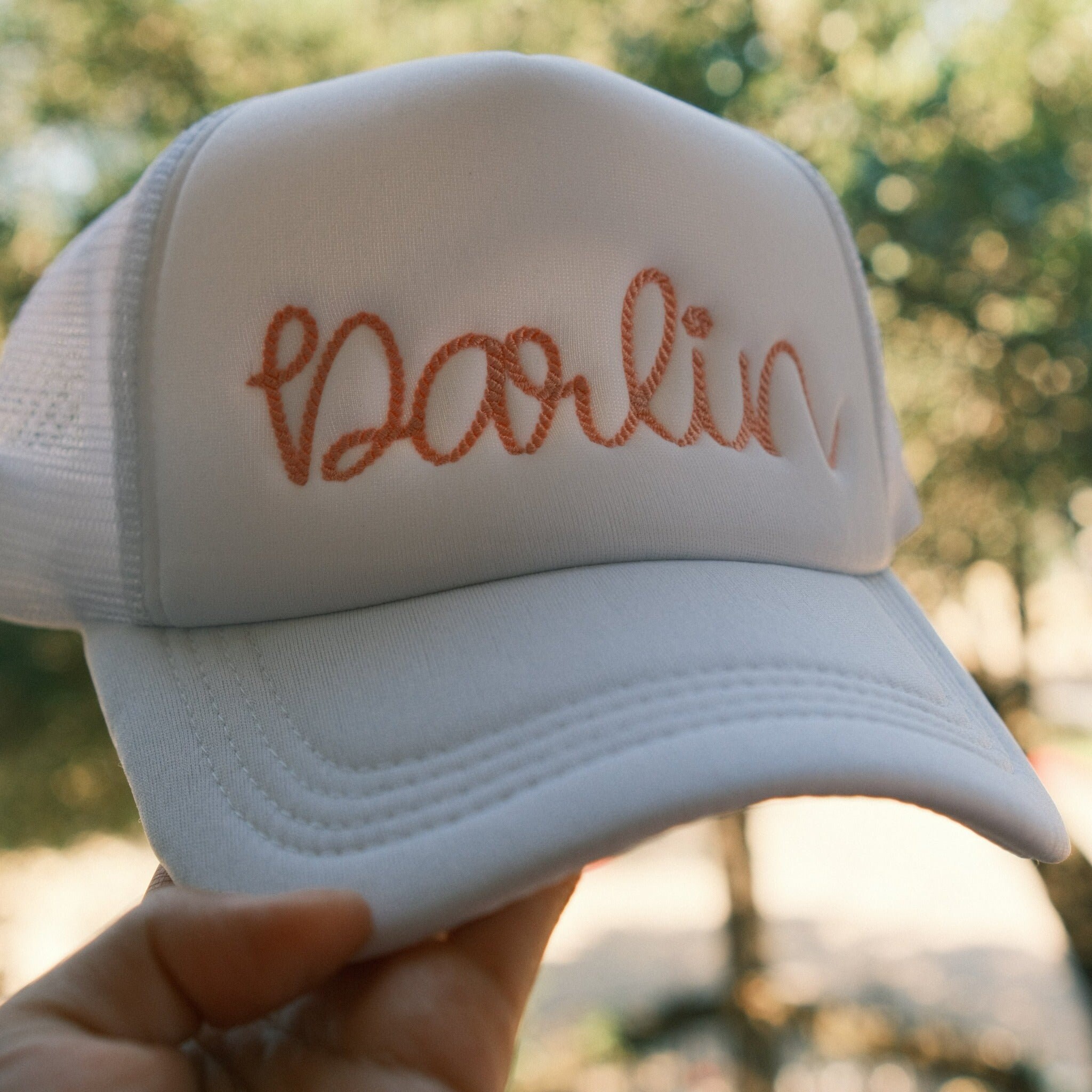 Darlin Rope Font Embroidered Trucker Hat - Western Style Snapback With ...