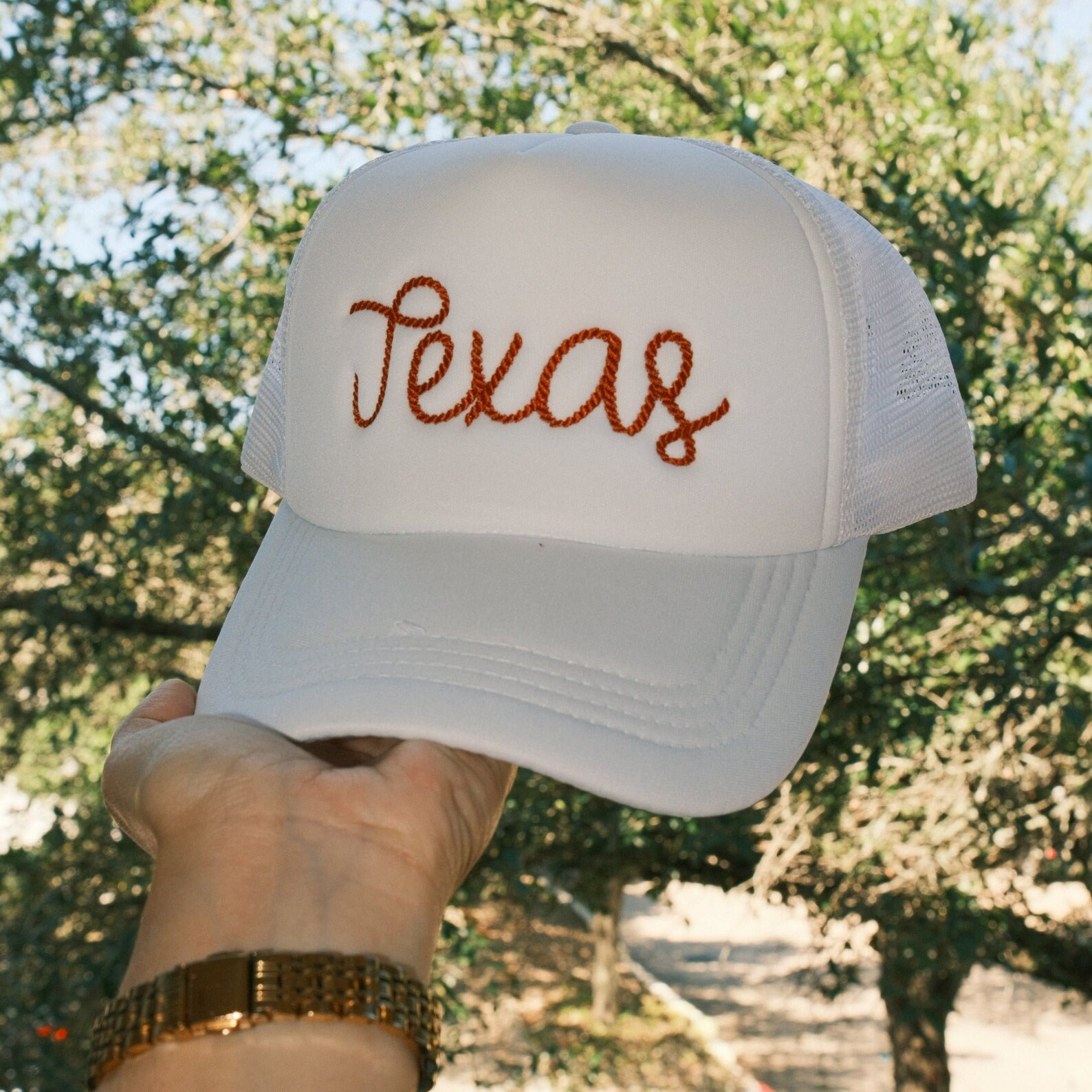 Embroidered Texas Trucker Hat: Burnt Orange Rope Font - Etsy