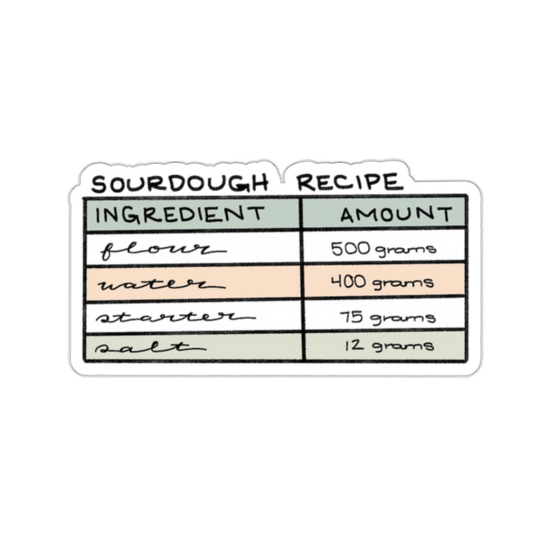 Sourdough Recipe Vinyl Sticker, Water Bottle Sticker, Laptop Decal ...
