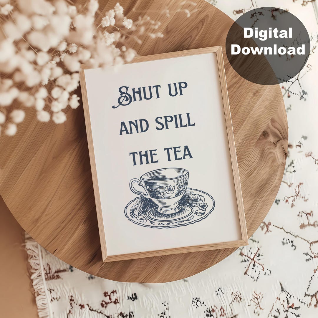 Vintage Tea Poster Print, Gossip Saying Digital Download Art, Victorian ...