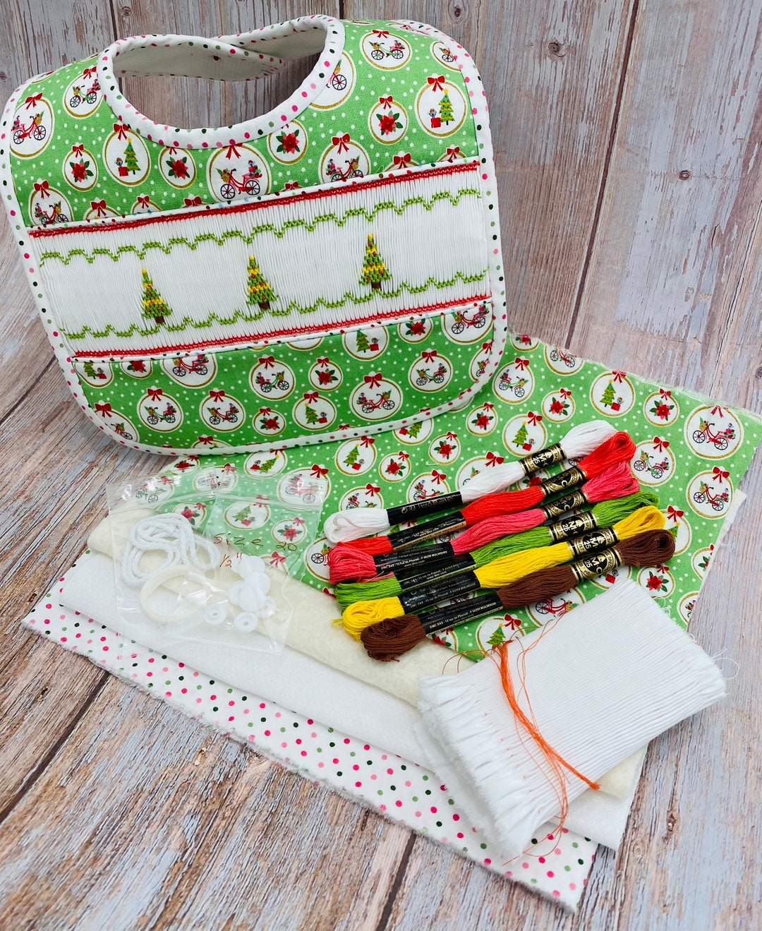 One Smocked Bib Kit With a Pre-pleated Panel (to Accompany the Smocked ...