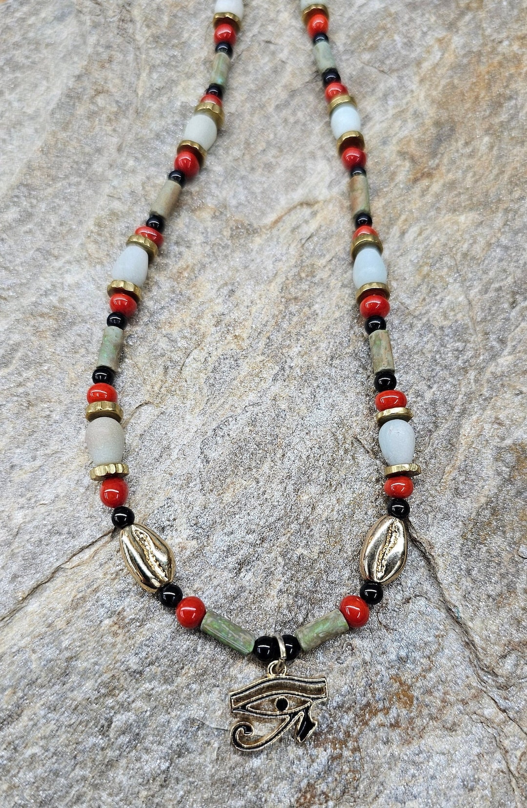 Eye of Ra Amulet Necklace! Onyx Necklace, Coral Jewelry, Protection ...