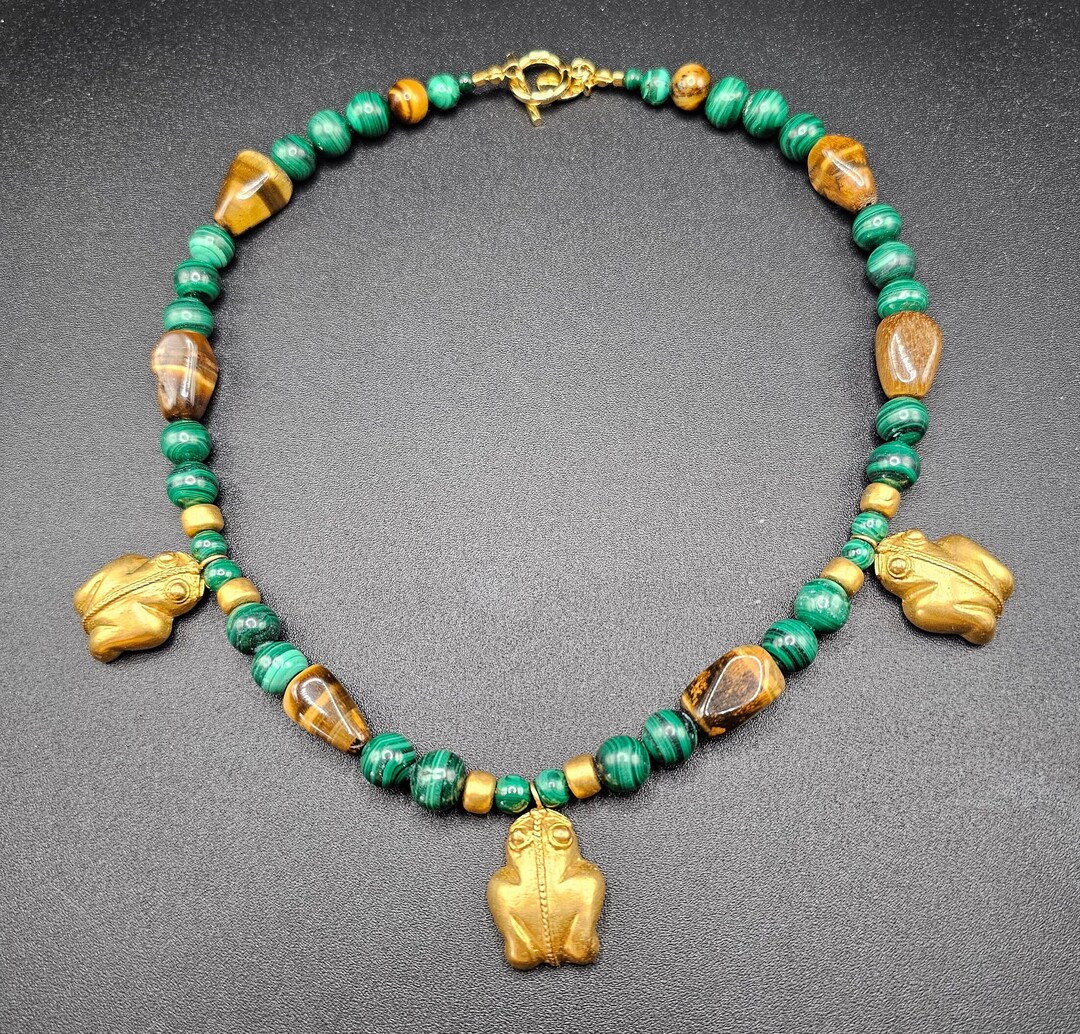 Pre-columbian Frog Charm, Beaded Necklace Gold Plated Pendants, Charm ...