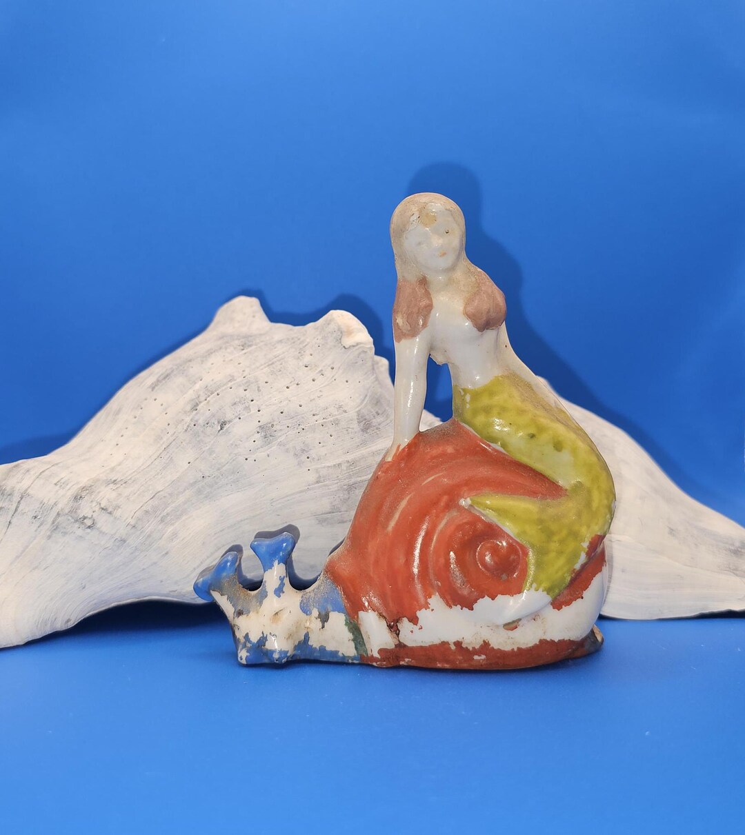Vintage Aquarium Mermaid Riding Snail! Vintage Mermaid Figurine ...