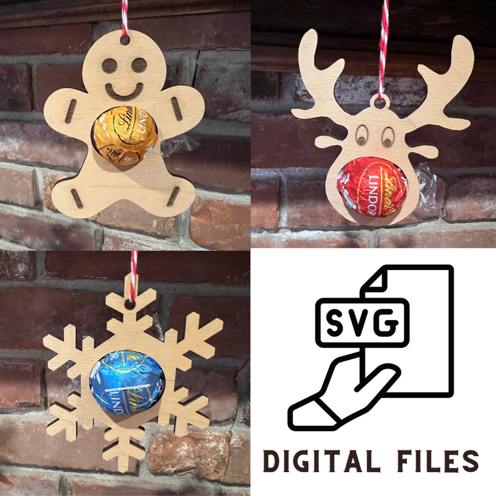 Digital Ornament Templates - Gingerbread Man, Snowflake, and Reindeer ...