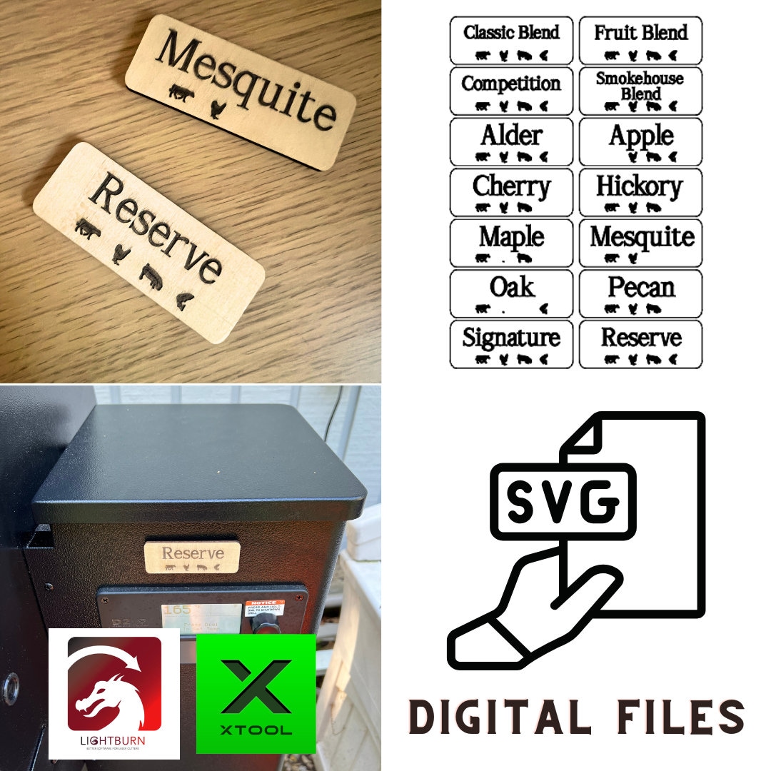 Laser Cut File: Smoker Grill Wood Pellet Label Magnets - SVG, PDF, PNG ...