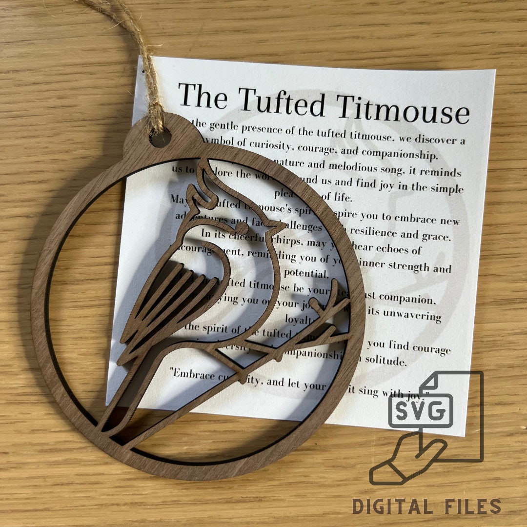 Digital Tufted Titmouse Ornament & Inspirational Card Files - PDF, SVG ...