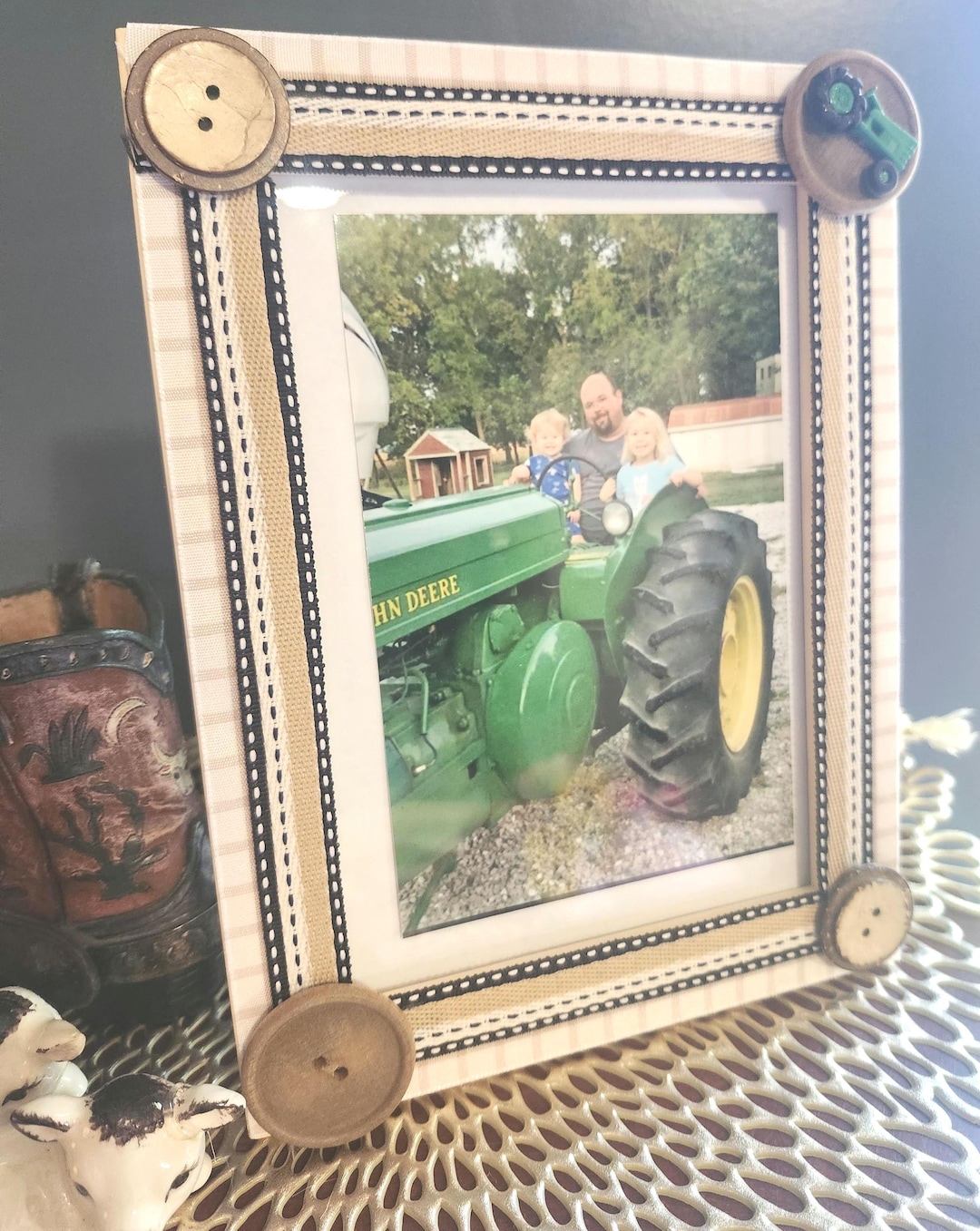 Green Tractor Row 5x7 Photo Frame - Etsy