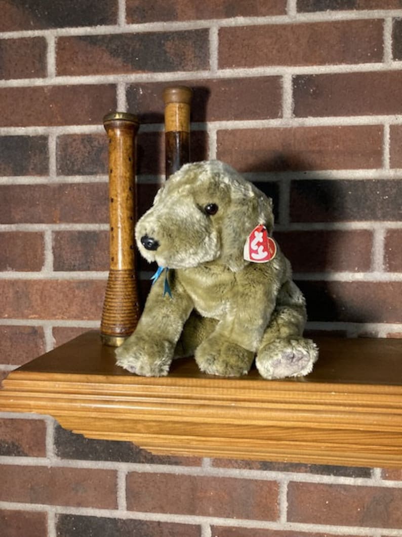 TY Collection Classic tanner Plush Dog With Blue Bow Collar - Etsy