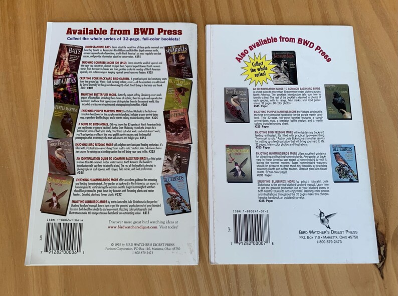 1995 Backyard Birds Identification Guide Bird Homes Booklets By Bird
