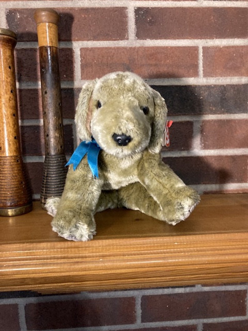 TY Collection Classic tanner Plush Dog With Blue Bow Collar - Etsy