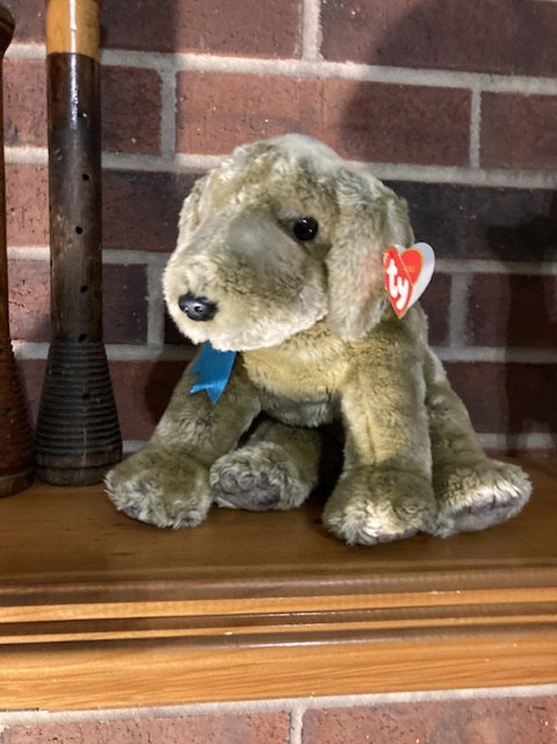 TY Collection Classic tanner Plush Dog With Blue Bow Collar - Etsy