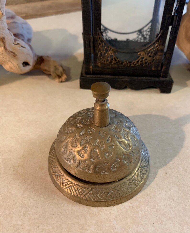Vintage Victorian Brass Hotel Front Desk Call Bell, Service Bell ...