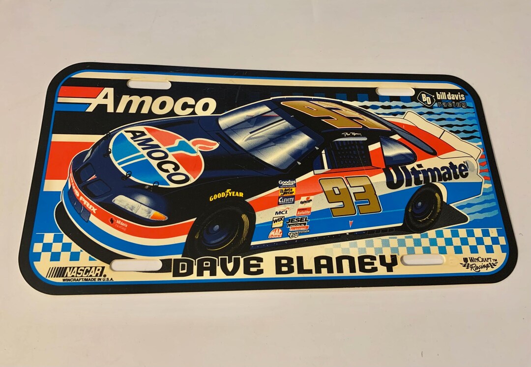 NASCAR Dave Blaney #93 Plastic License Plate With Amoco Oil Advertising ...