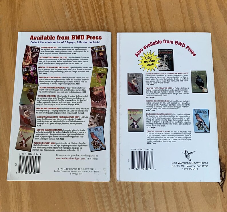 1995 Backyard Birds Identification Guide & Bird Homes Booklets by Bird ...