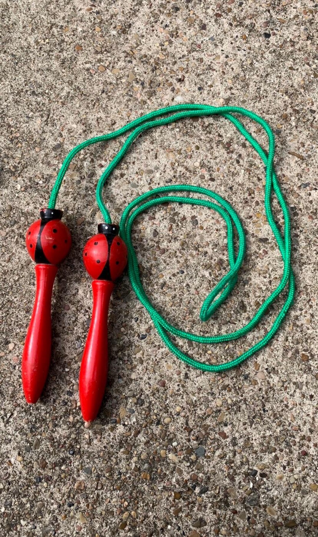 Old School Wooden Handles Ladybug Jump Rope, Children’s Toy, Skip Rope ...