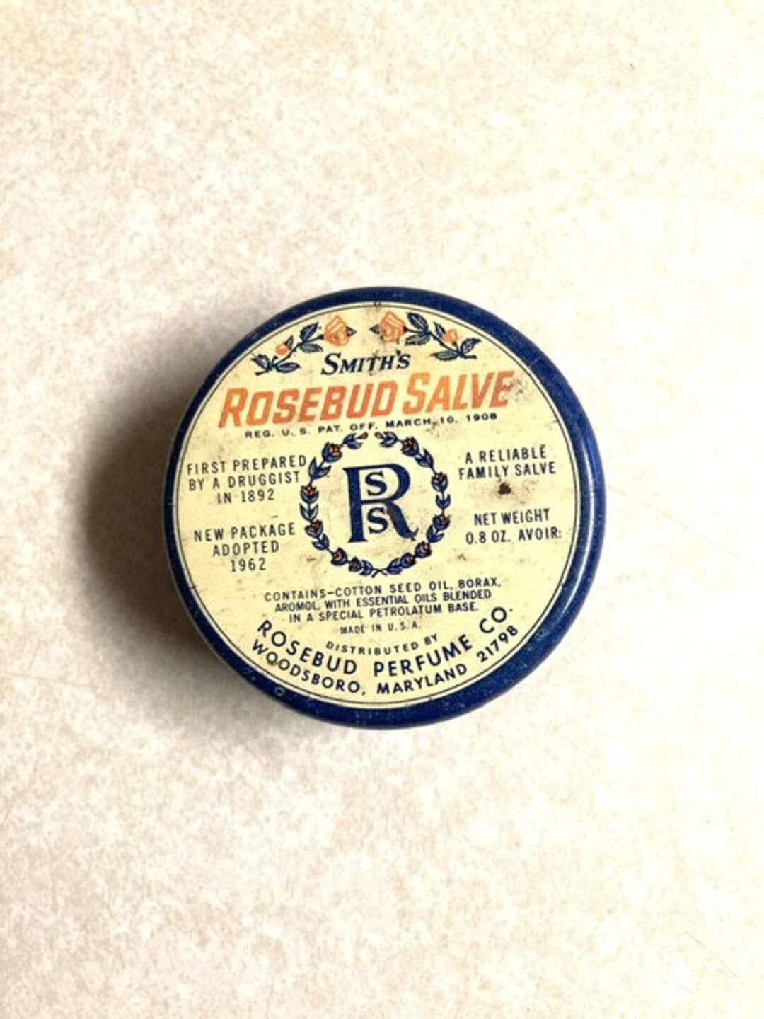 Vintage Smith's Rosebud Salve Metal Tin, Rosebud Perfume Co. of ...