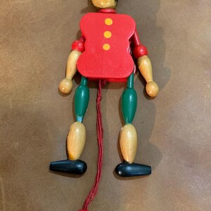 Vintage Pinocchio Jumping Jack Wooden Jointed Toy With Pull String ...