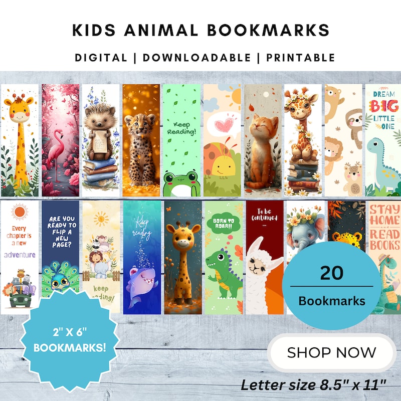 Animal Bookmarks for Kids - Etsy