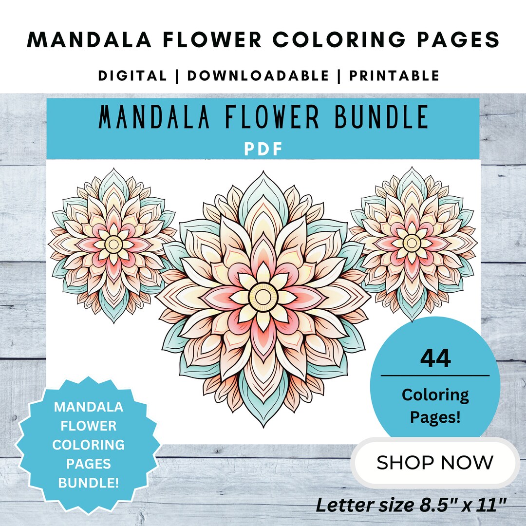 Mandala Flower Coloring Pages: Stress Relief Art Therapy (PDF) - Etsy