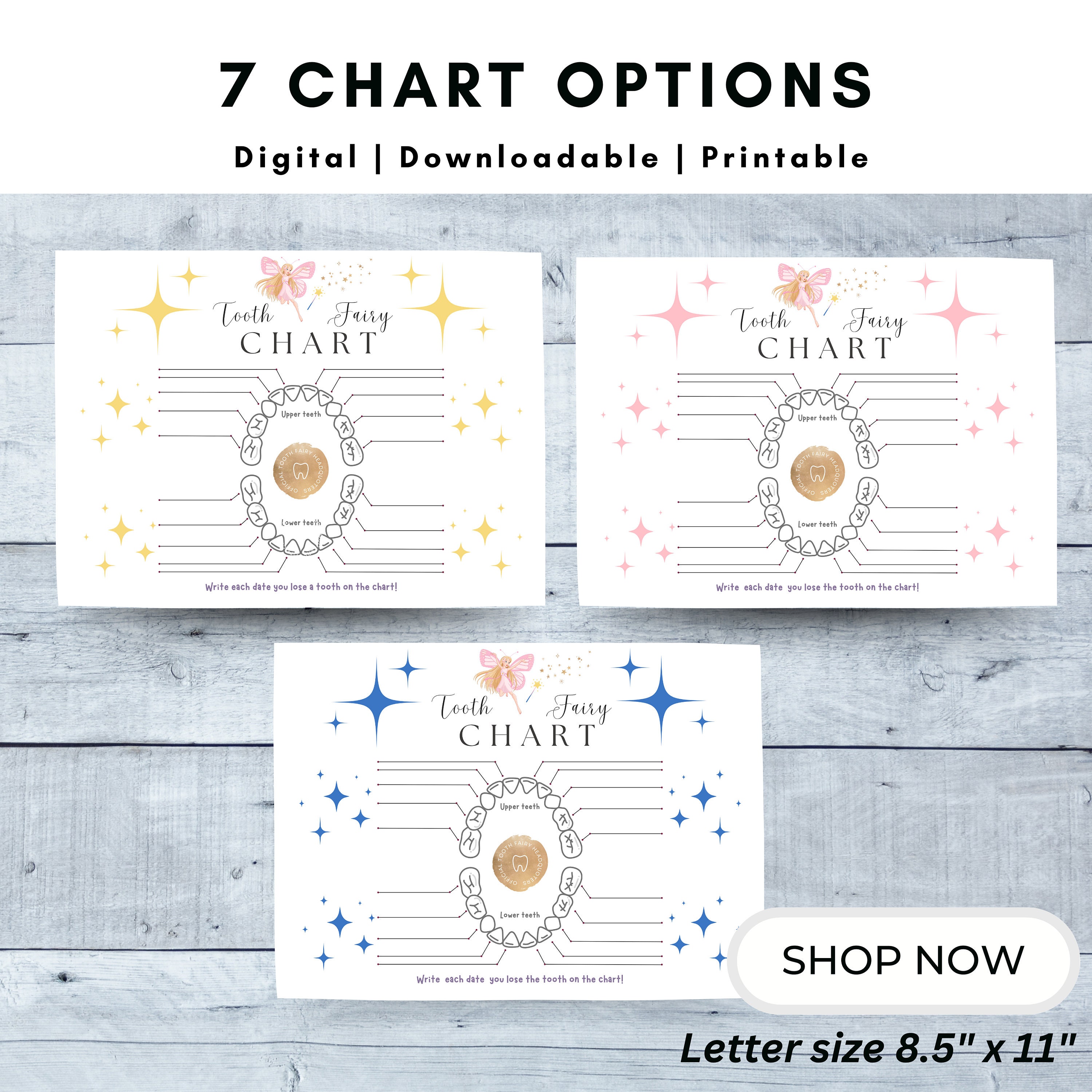 Kids Tooth Fairy Certificates and Charts, Letter Size, Tooth Fairy ...