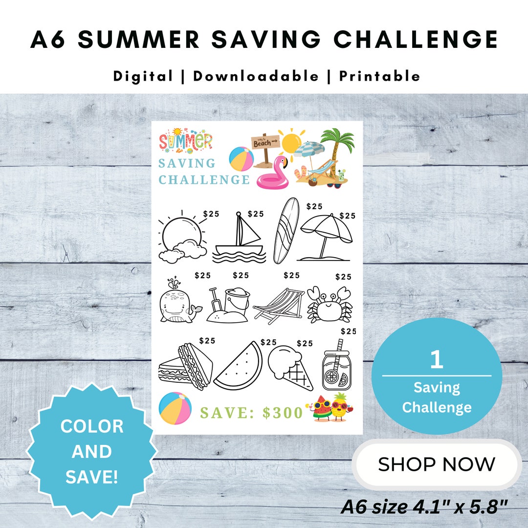 A6 Summer Saving Challenge, Saving Money, Summer Fun, Saving Tracker ...