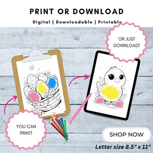 Kids Easter Coloring Pages, Digital Coloring, Holiday Coloring ...