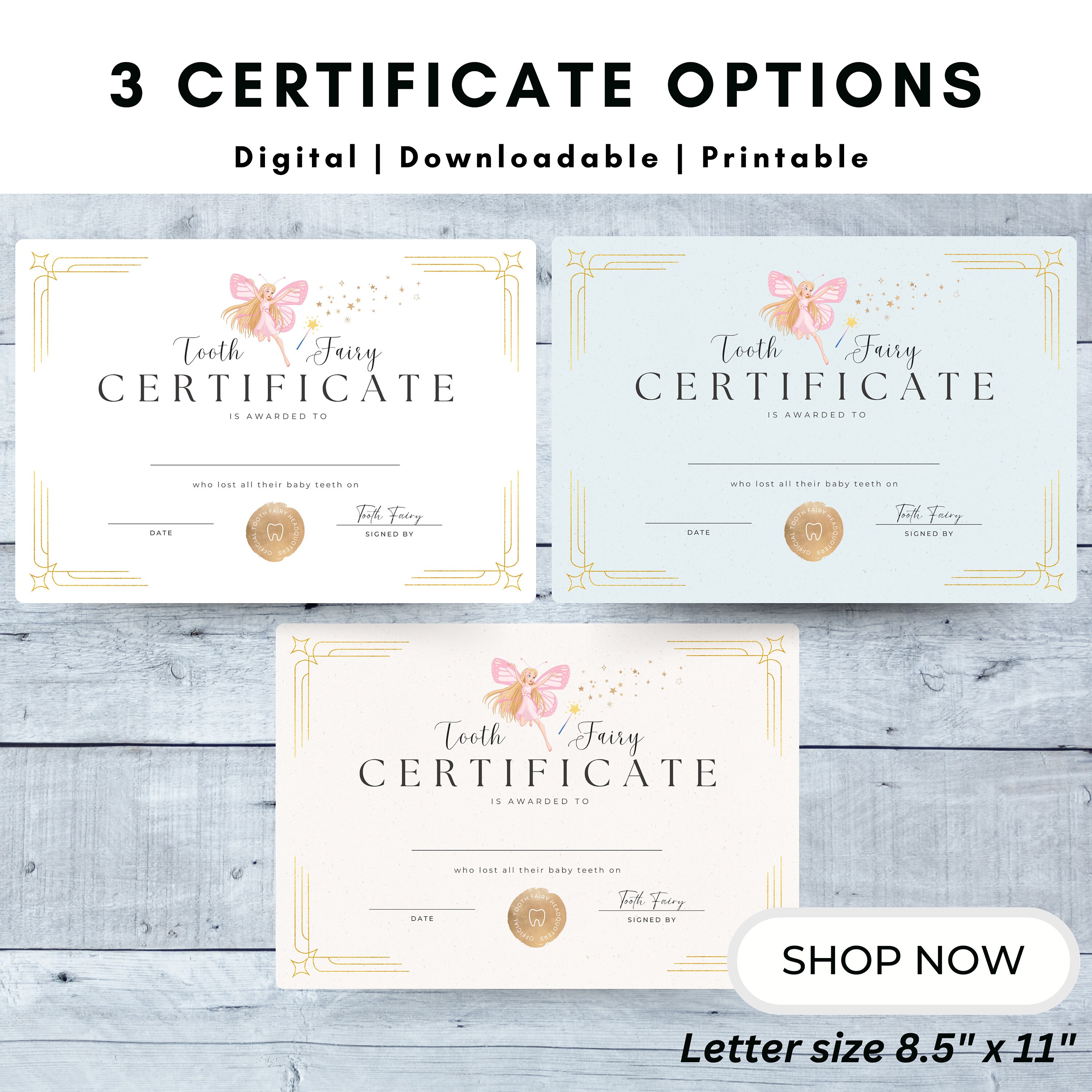 Kids Tooth Fairy Certificates and Charts, Letter Size, Tooth Fairy ...