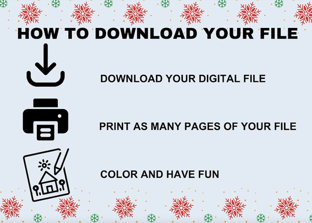 Kids Christmas Coloring Pages, Digital Coloring, Holiday Coloring ...