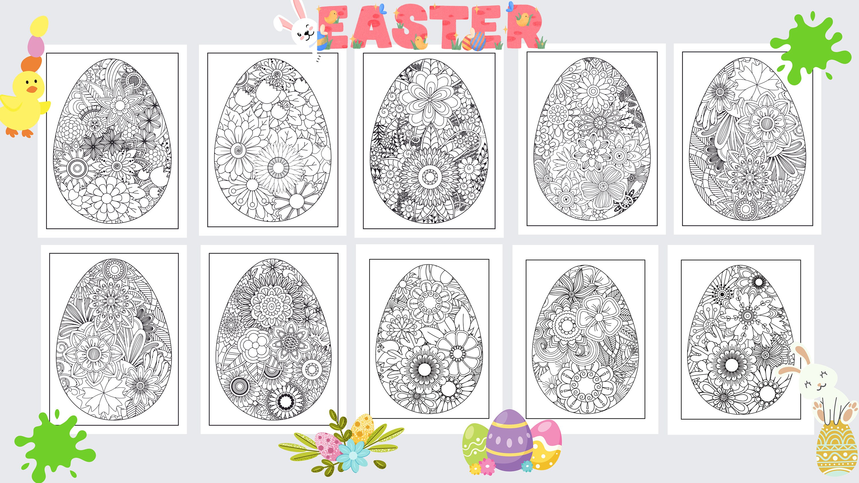 Mandala Easter Egg Flower Adult Coloring Pages, Flower Mandala, PDF ...