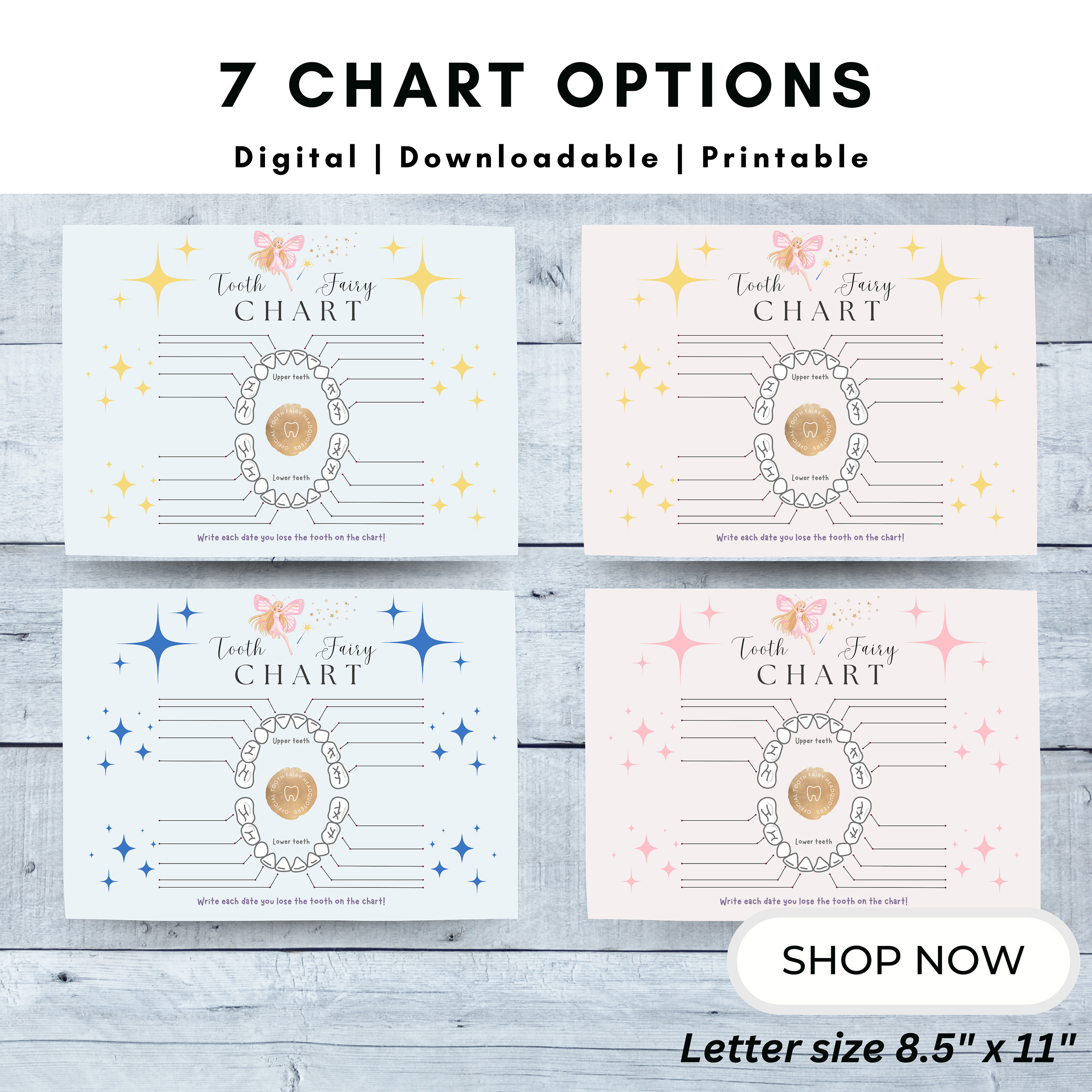 Kids Tooth Fairy Certificates and Charts, Letter Size, Tooth Fairy ...