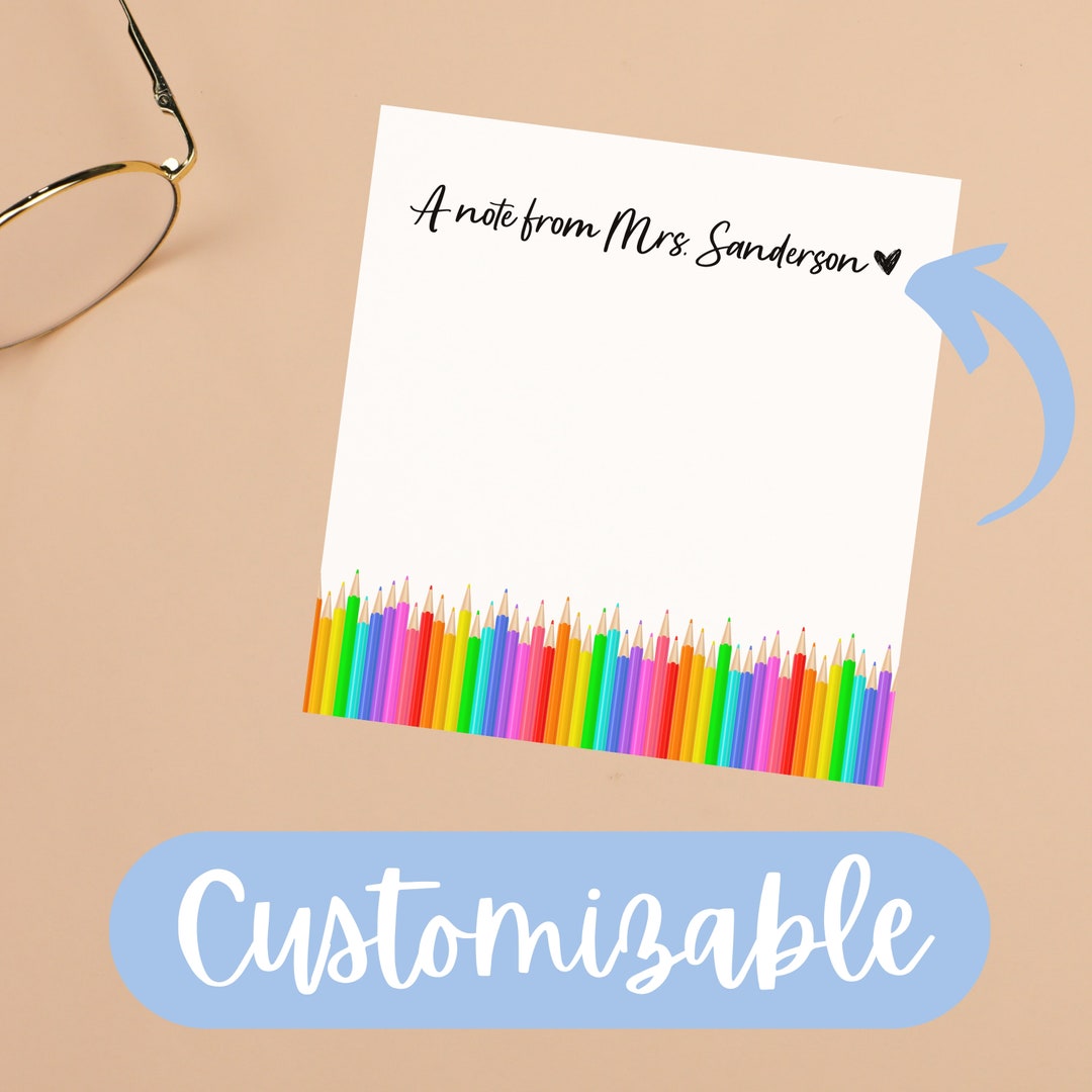 Custom Name Teacher Notepad Post It Notes, Personalized Sticky Notes ...