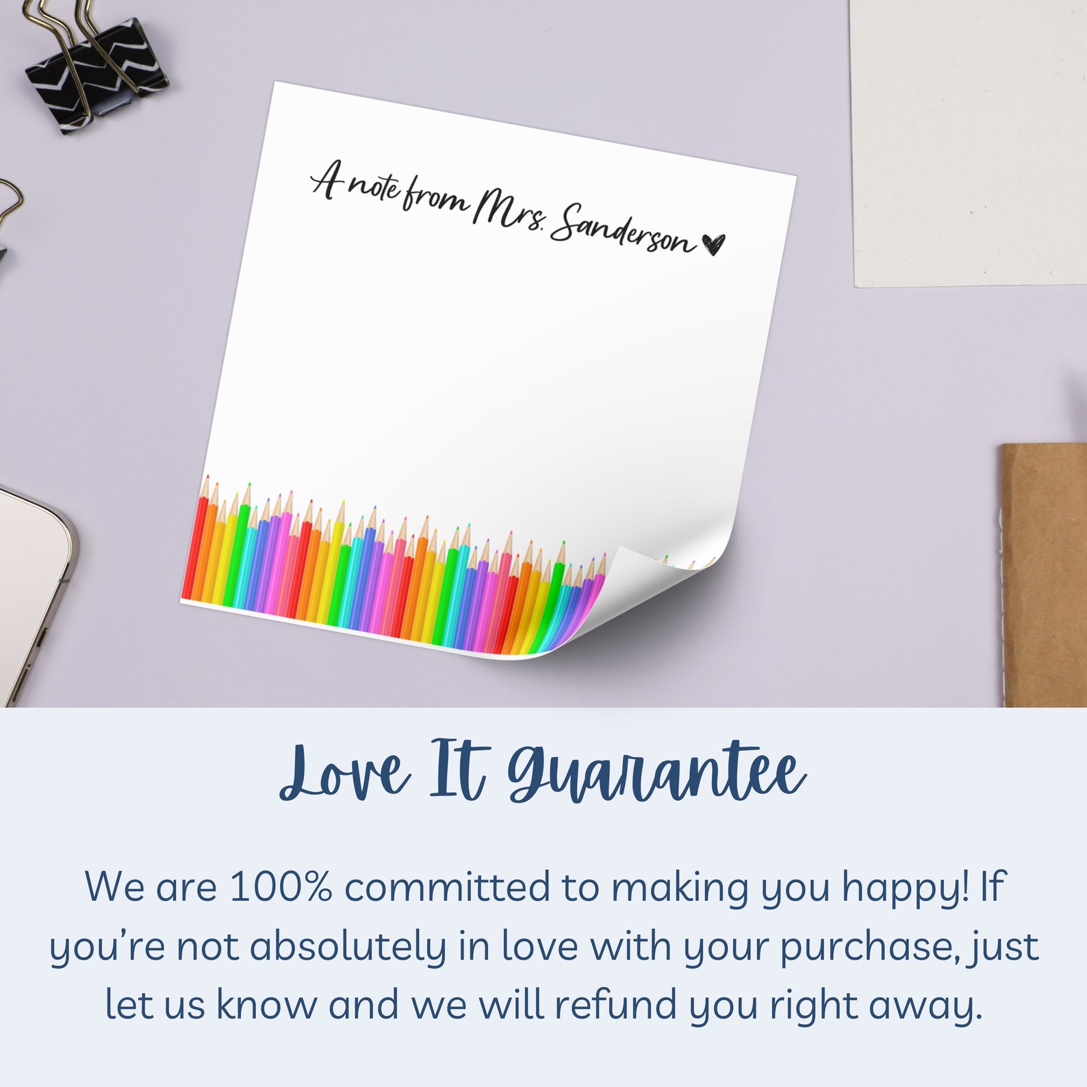 Custom Name Teacher Notepad Post It Notes, Personalized Sticky Notes ...