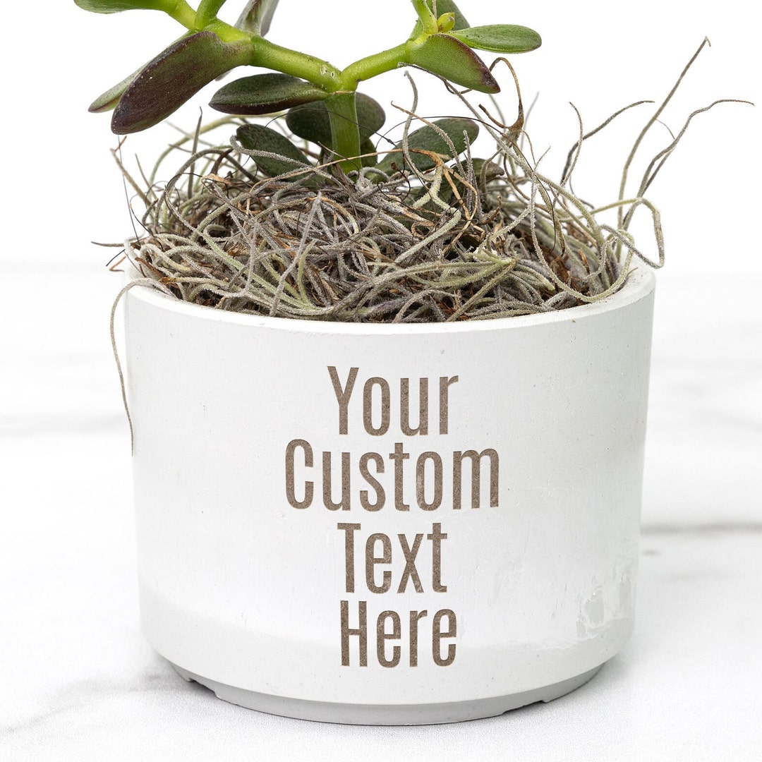 Custom Teacher Engraved Planter Pot Gift, Personalized Cute Desk Live ...