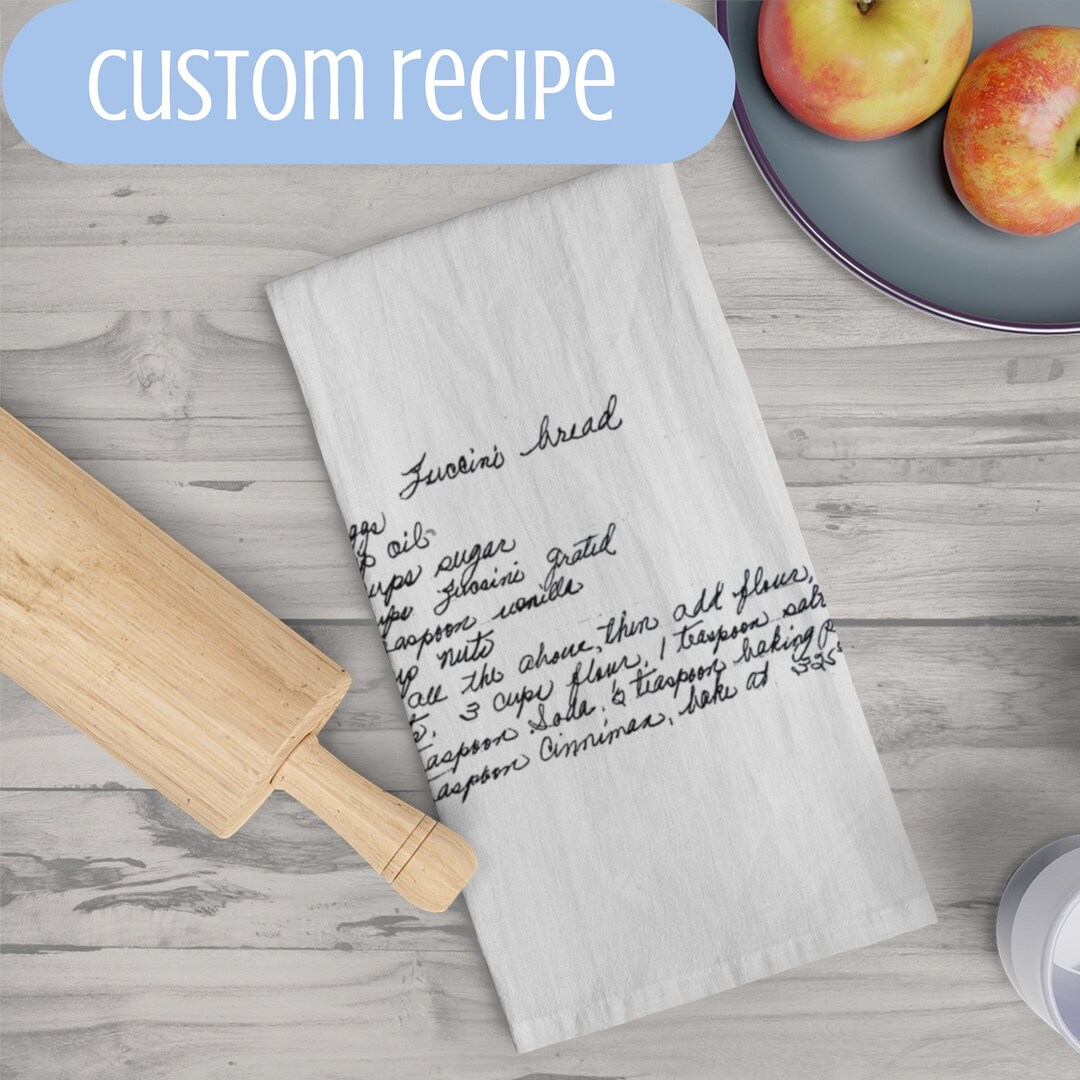 Handwritten Family Recipe Tea Towel, Custom Kitchen Decor Personalized ...