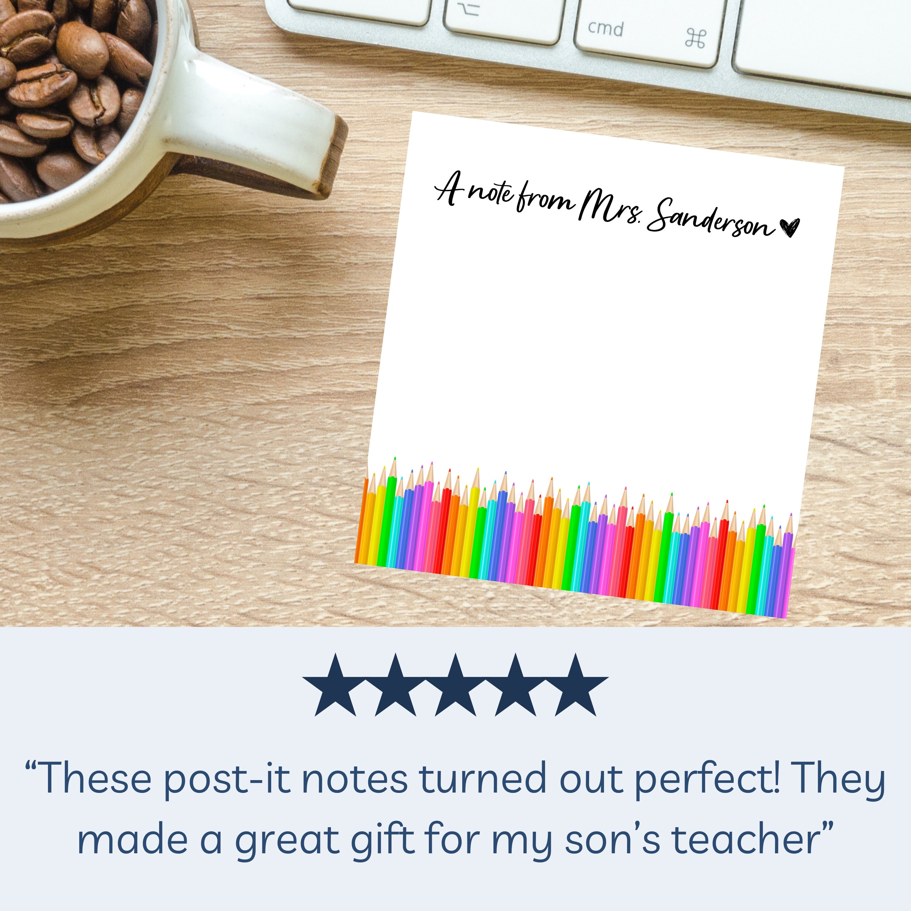 Custom Name Teacher Notepad Post It Notes, Personalized Sticky Notes ...