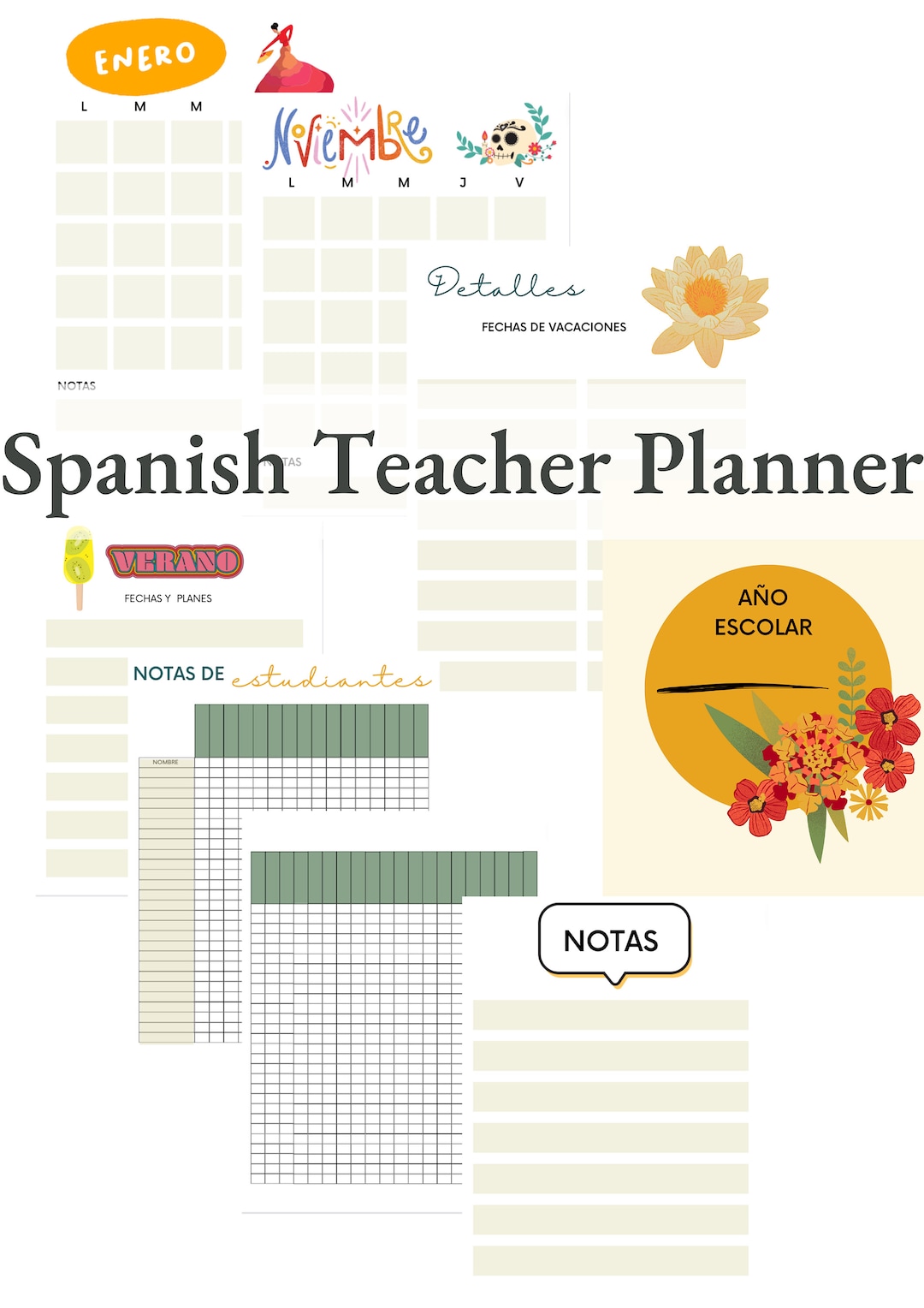 Teacher Planner, Spanish Teacher Planner, Undated, Organized ...