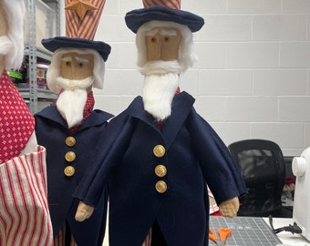 Primitive Uncle Sam Doll - 4th of July Decoration - Americana Folk Art ...