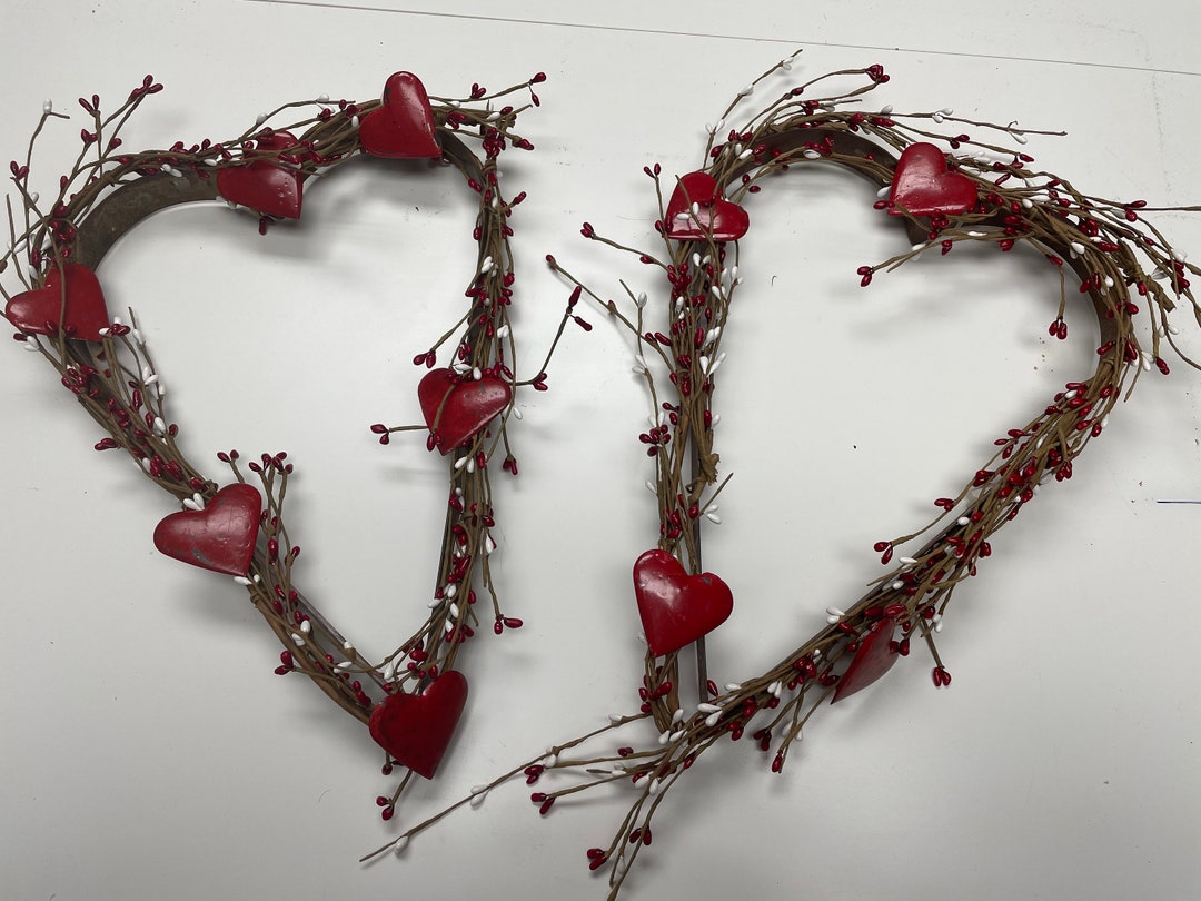 Rustic Hearts, Primitive Heart Wreaths,prim Decor, Valentines Wreaths ...