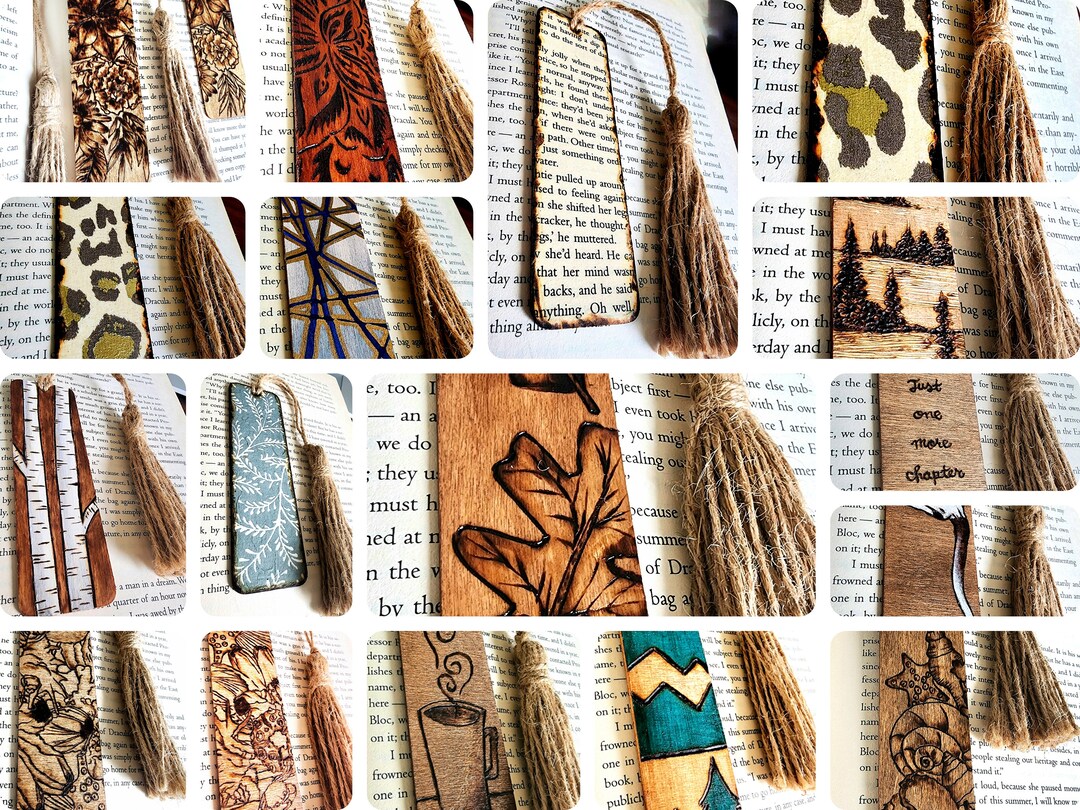 Wooden Bookmarks Woodburning Paint Decoupage Custom. - Etsy