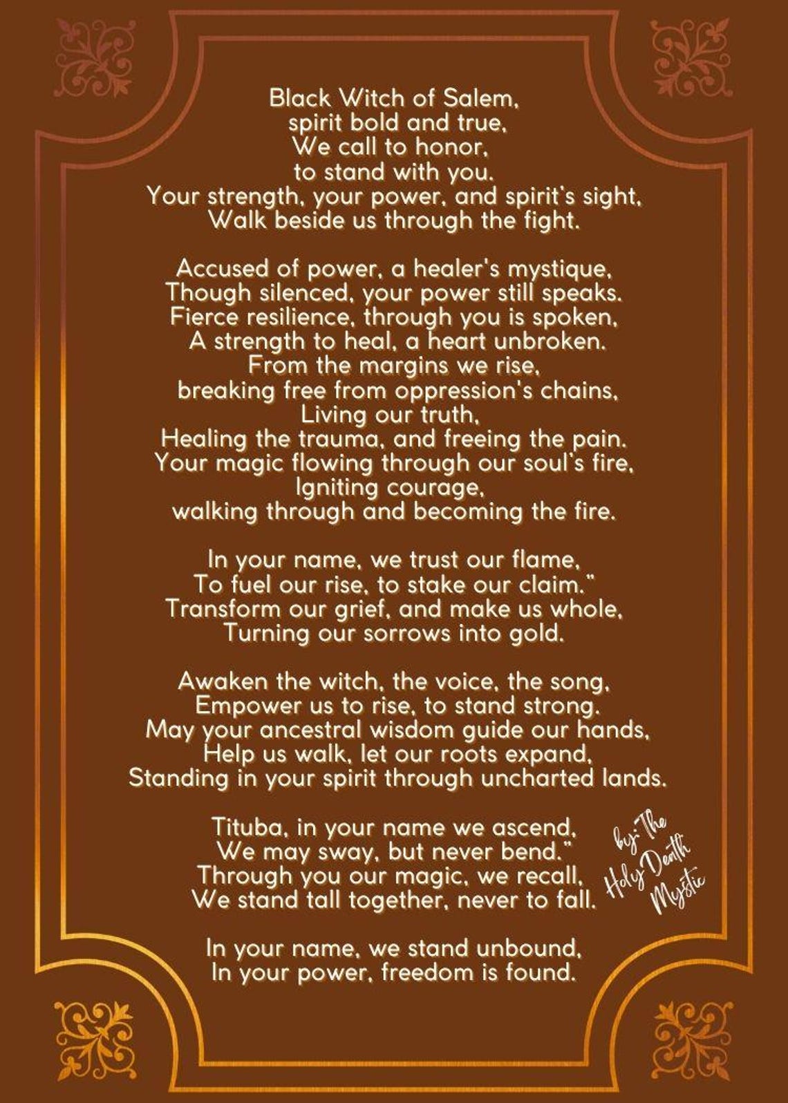 Tituba Prayer Card — Ancestral Devotion, Inner Fire & Spiritual ...