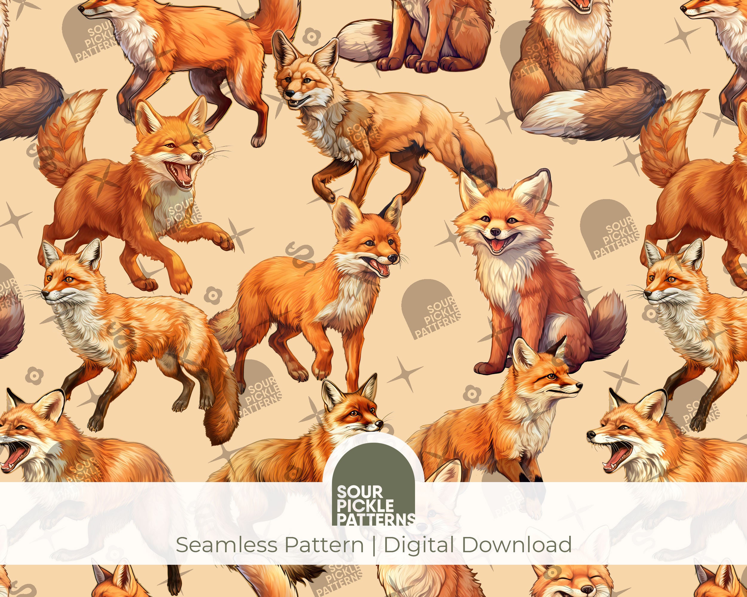 Cute Fox Digital Paper: Seamless Pattern for Scrapbooking, Fabric ...