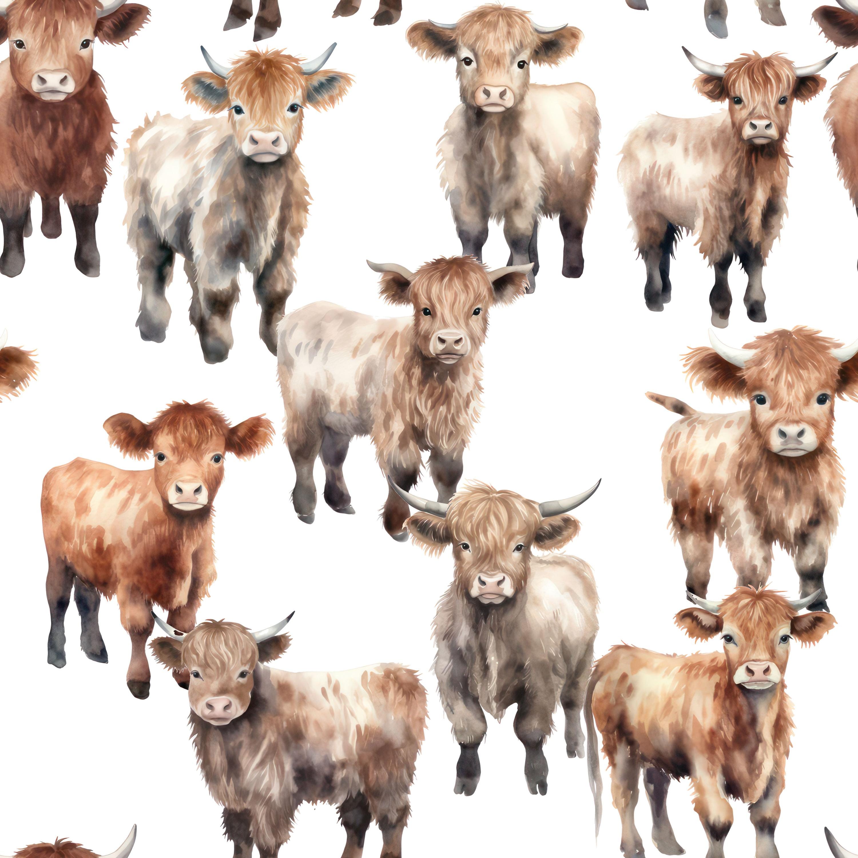 Highland Cow Digital Paper | Cute Seamless Cow Pattern | PNG & JPG ...