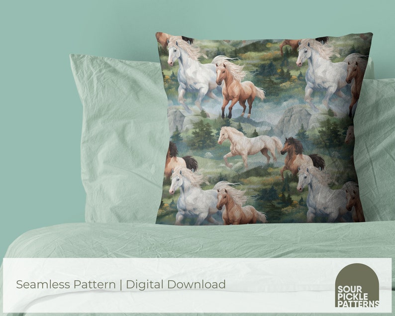 Seamless Wild Horses Pattern, Vintage Style Horse Jpg, Scrapbooking and ...