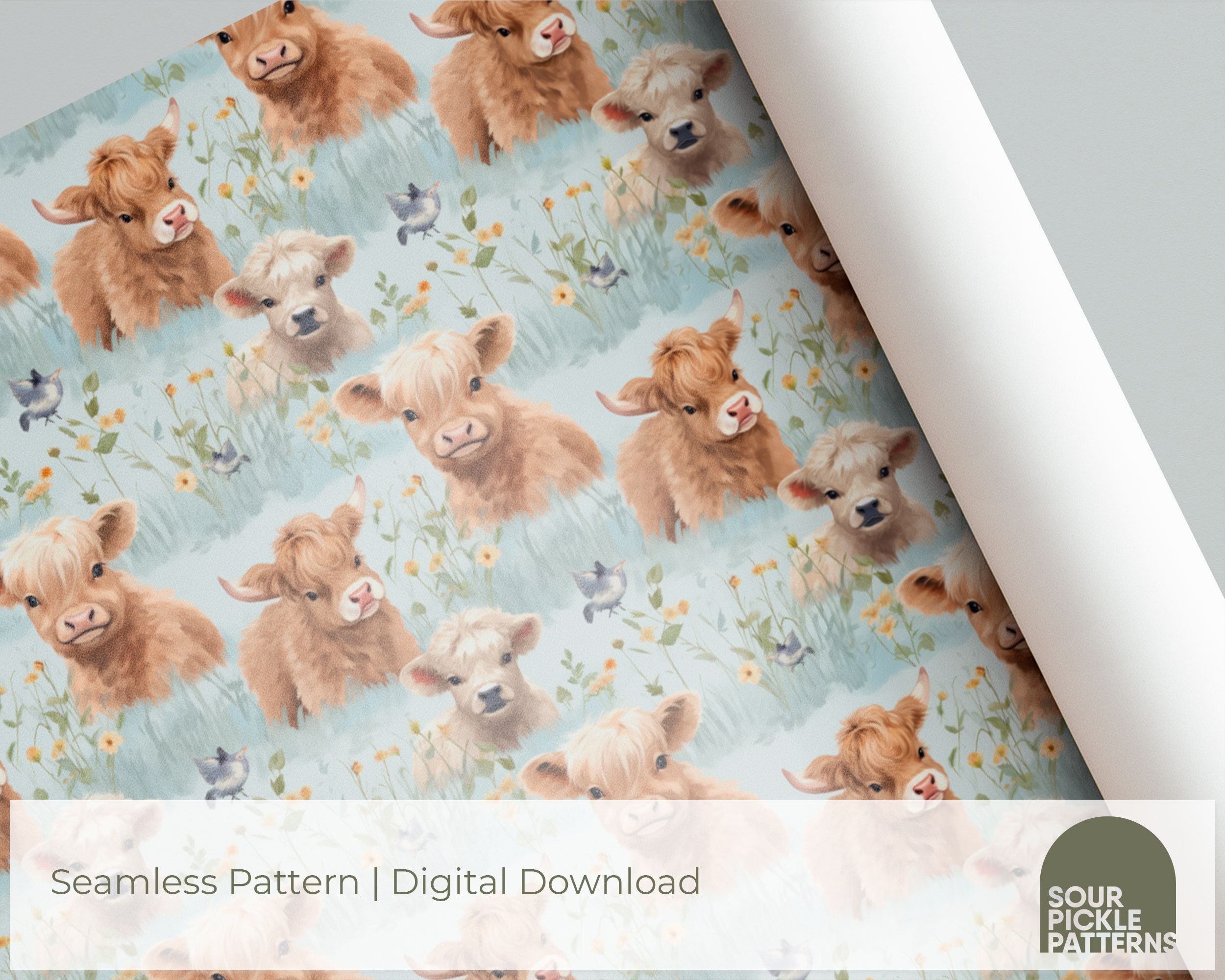 Highland Cow Digital Paper - Seamless Cow Pattern - JPG Instant ...