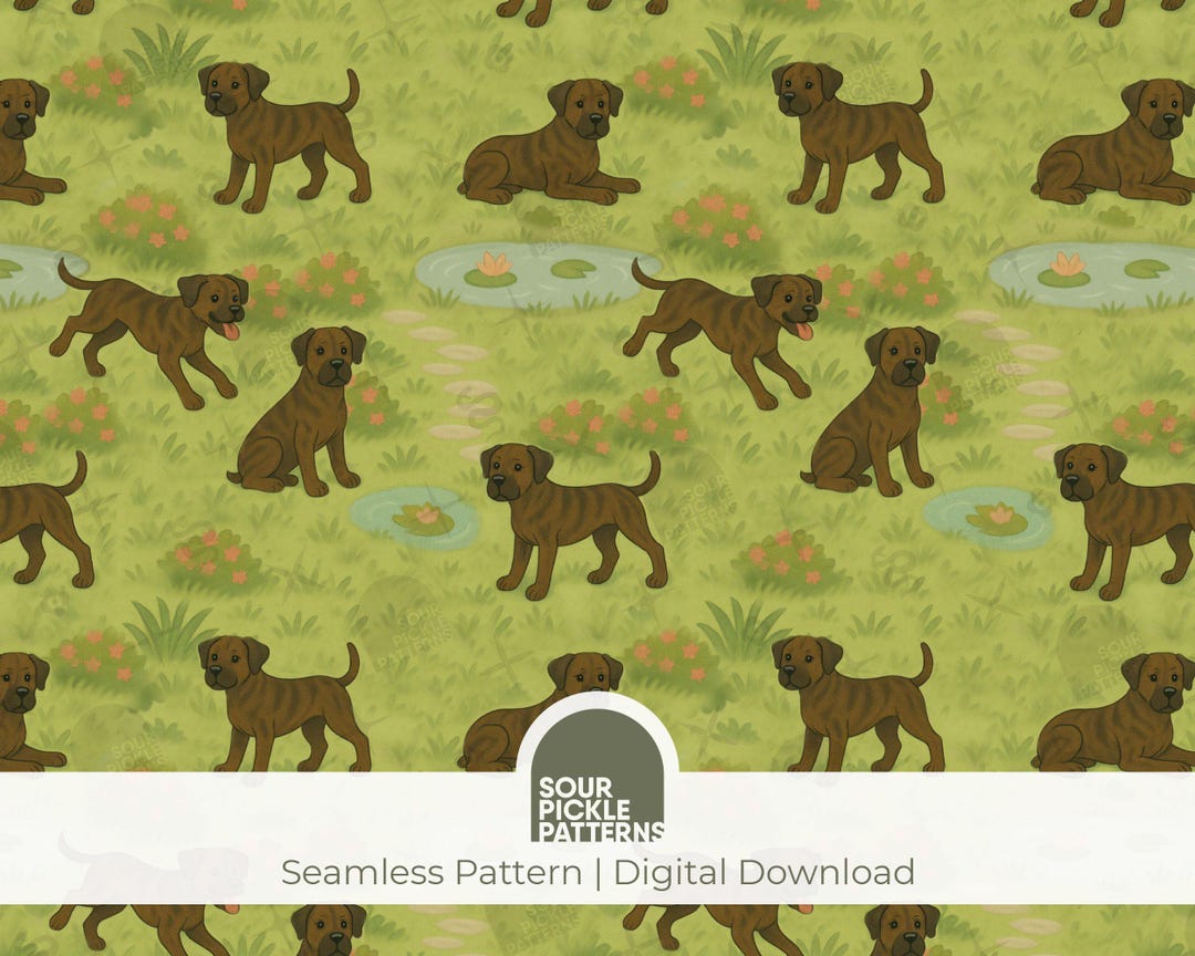 Brindle Boxer Dog Seamless Pattern – Cute Digital Dog Print for Scrapbooking, Fabric & Crafts ...