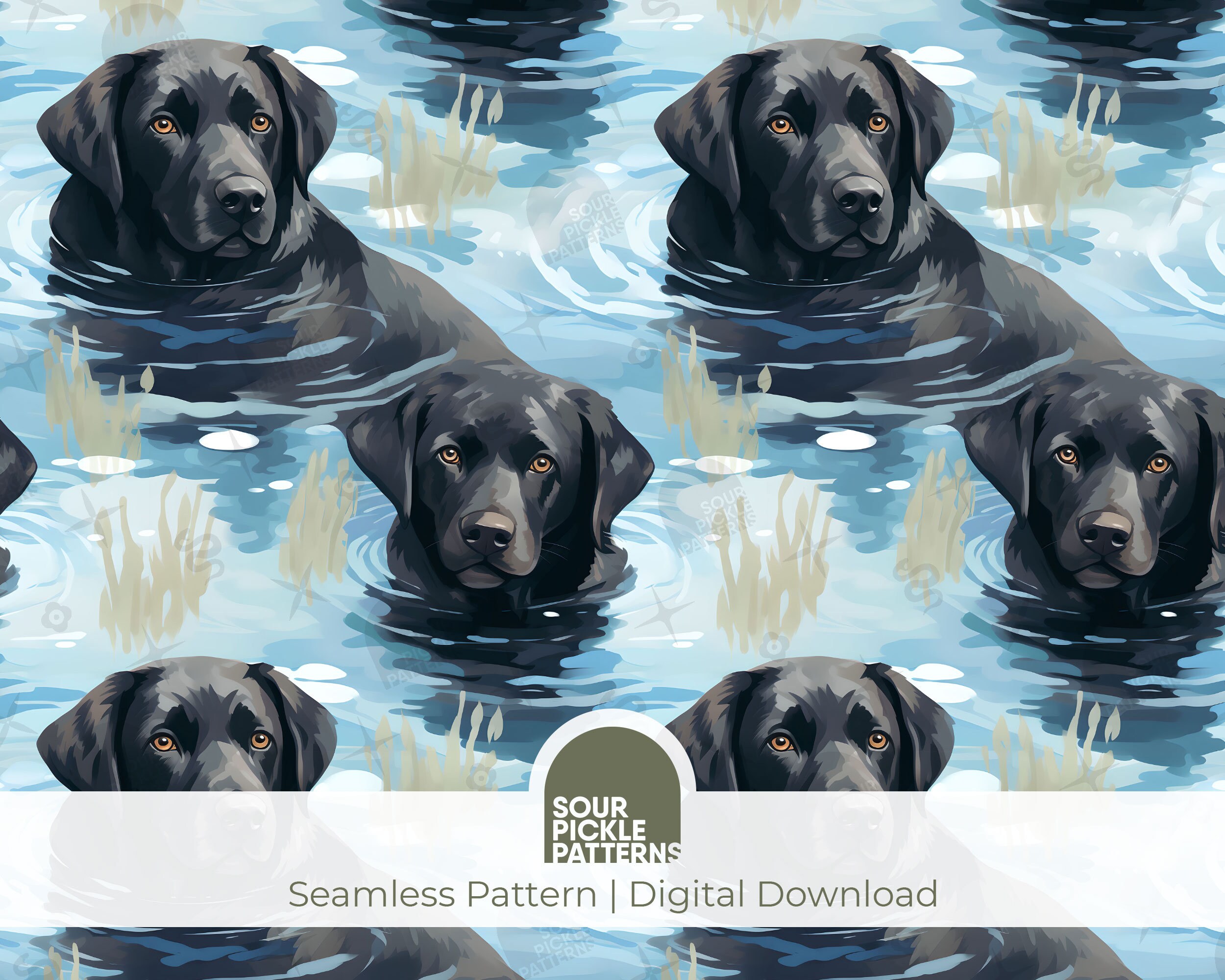 Black Labrador Digital Pattern, Seamless Dog Illustration, Lab ...